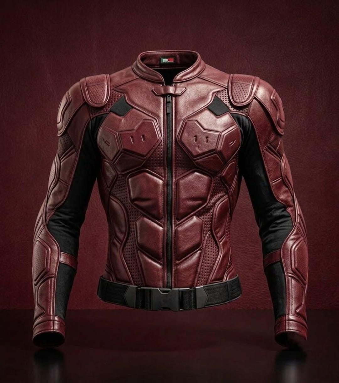 Men's Maroon Leather Armored Motorcycle Jacket Tactical Biker Riding ...