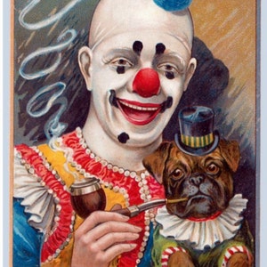 Vintage Pug With Clown Print Decoupaged on Wood - Etsy