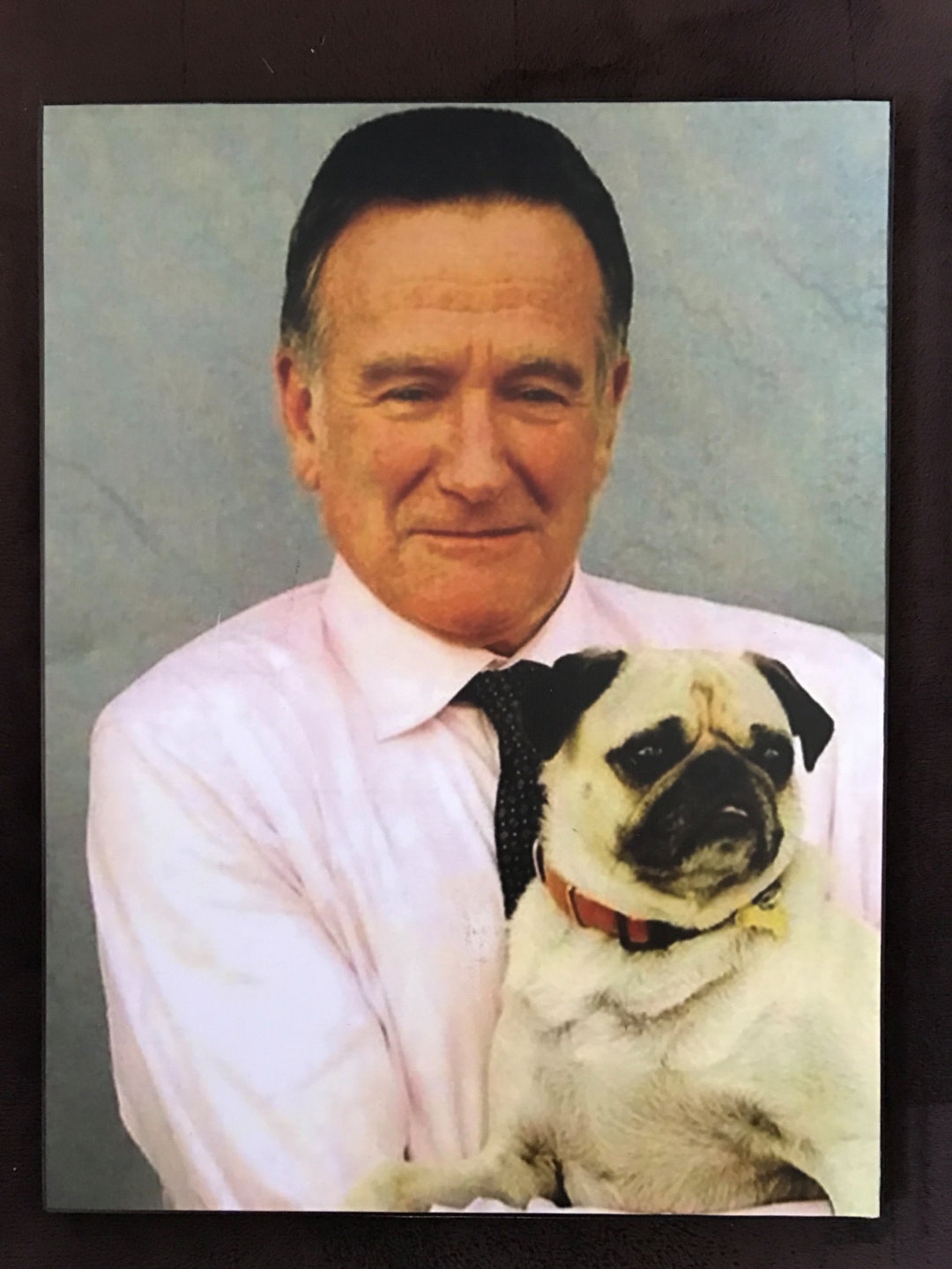 Robin Williams and Pug Decoupaged on Wood - Etsy