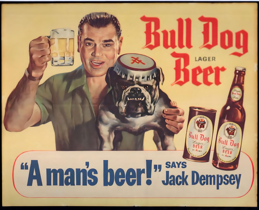 Jack Dempsey and English Bulldog Beer Vintage Ad Decoupaged on Wood - Etsy