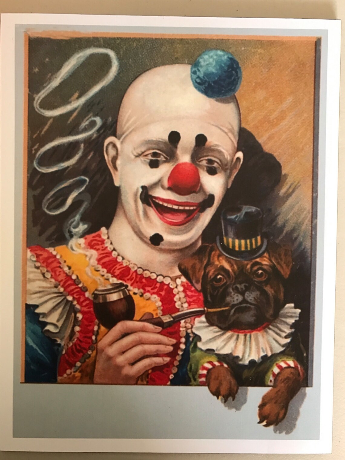 Vintage Pug with Clown Print Decoupaged on Wood | Etsy