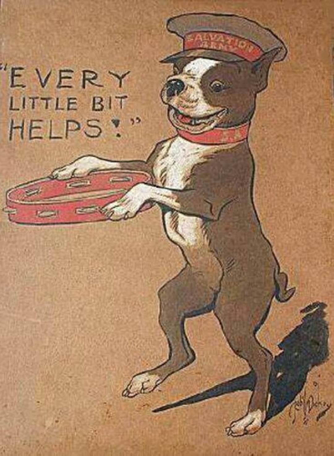 Vintage Every Little Bit Helps Boston Terrier Print Decoupaged on Wood ...