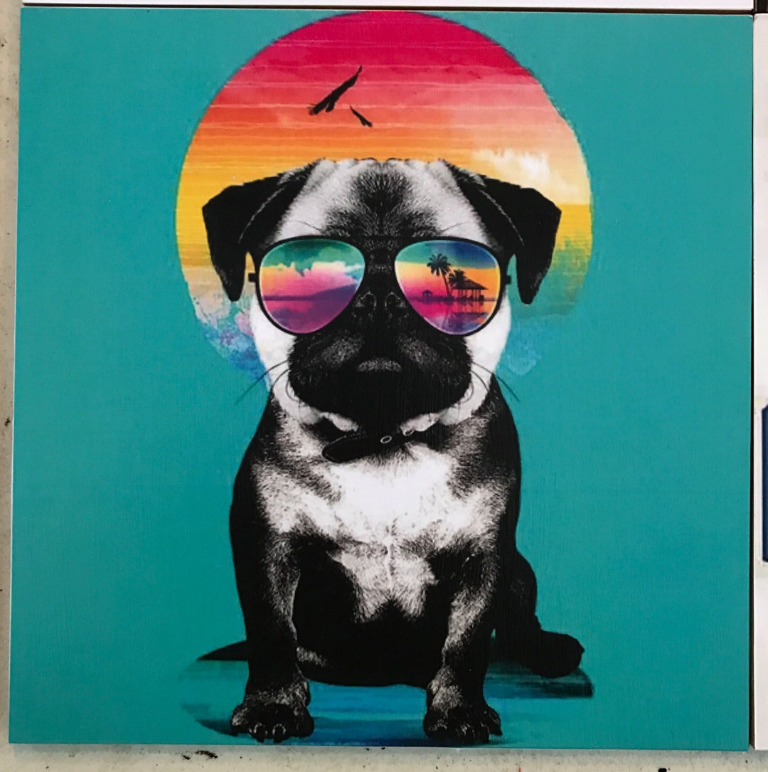 California Pug Print Decoupaged on Wood - Etsy