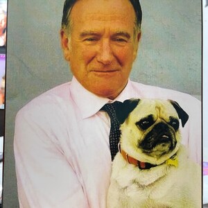 Robin Williams and Pug Decoupaged on Wood - Etsy