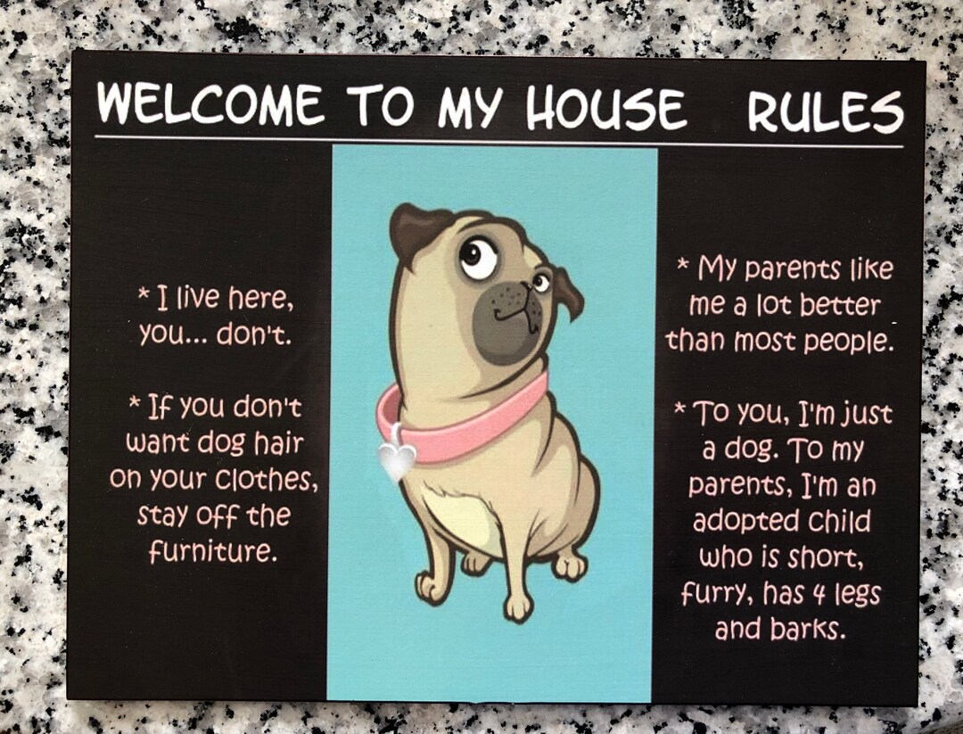 Welcome to My House Dog Rules Decoupaged on Wood - Etsy