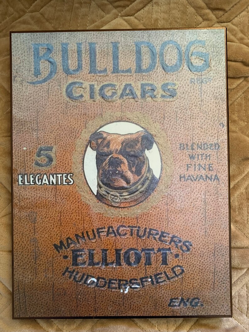 English Bulldog Cigars Photo Decoupaged on Wood - Etsy