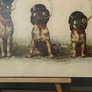 Four Pugs Smoking Cigars Vintage Pug Cartoon Decoupaged on Wood - Etsy