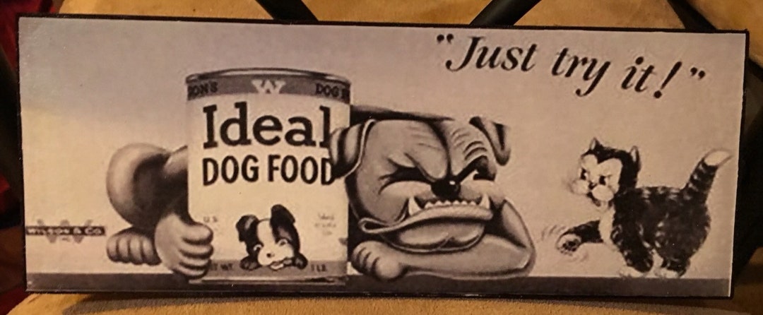 Antique English Bulldog Dog Food Ad Print Decoupaged on Wood - Etsy