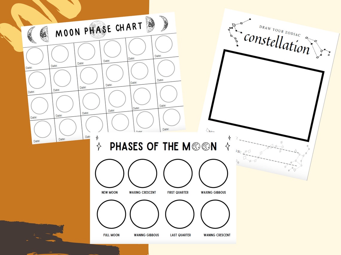 Moon Phase Zodiac Nature Journal Pages, Moon Phase Chart, Moon Phase ...