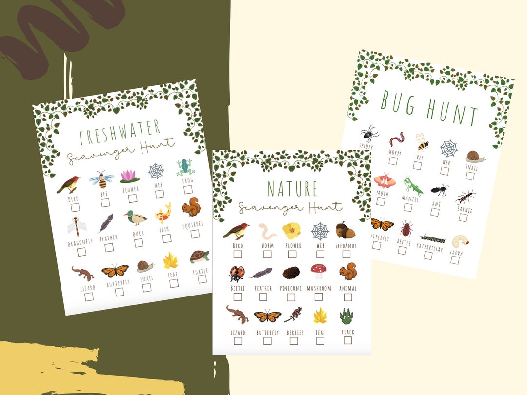 Nature Scavenger Hunt, Bug Hunt, Pond Freshwater Hunt, Hiking, Camping ...