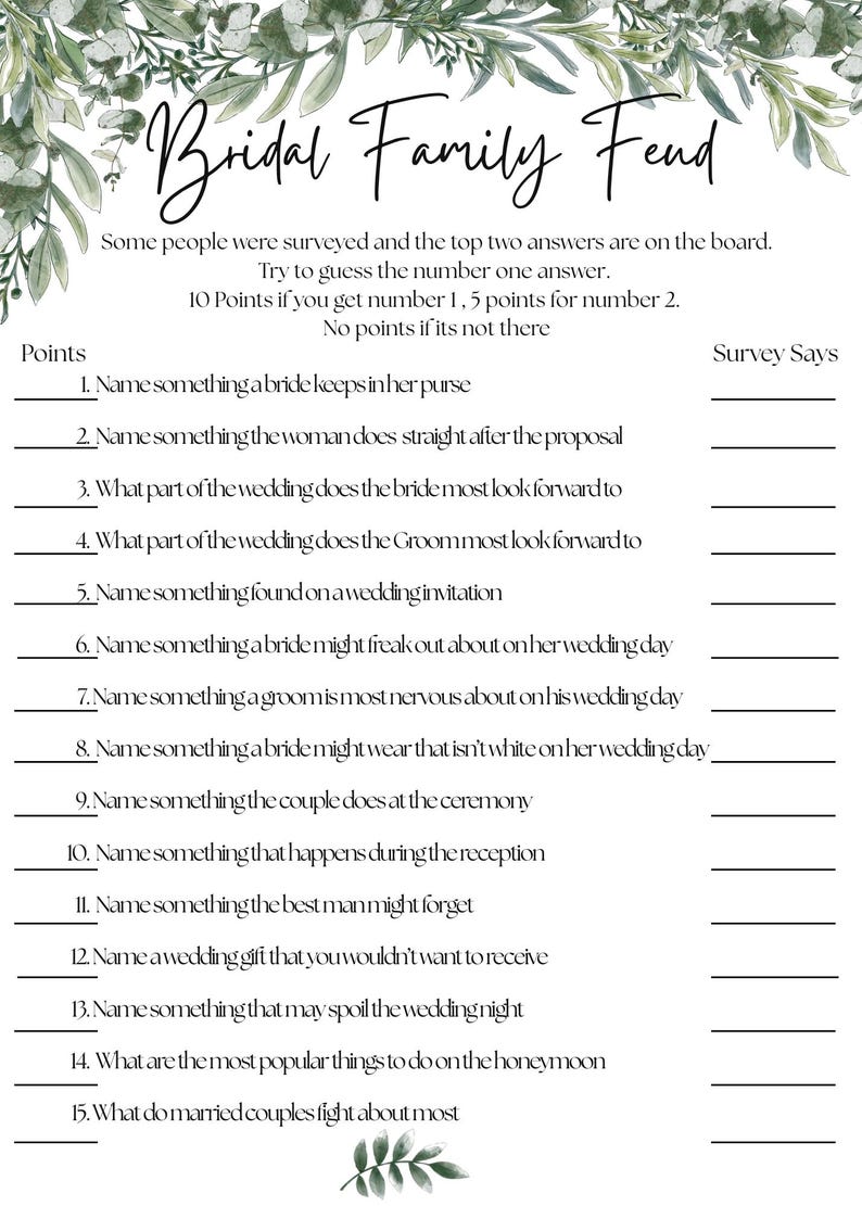 Icebreaker Pack Bridal Shower Games, Family Feud, Stand up Sit Down ...