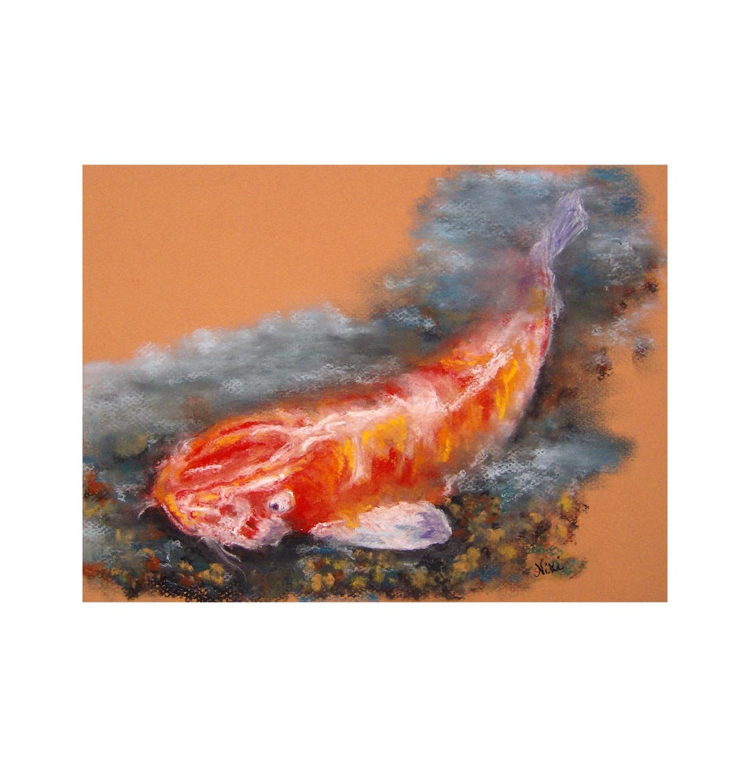 Original Koi Fish Impressionism Textured Pastel Wildlife Nature ...