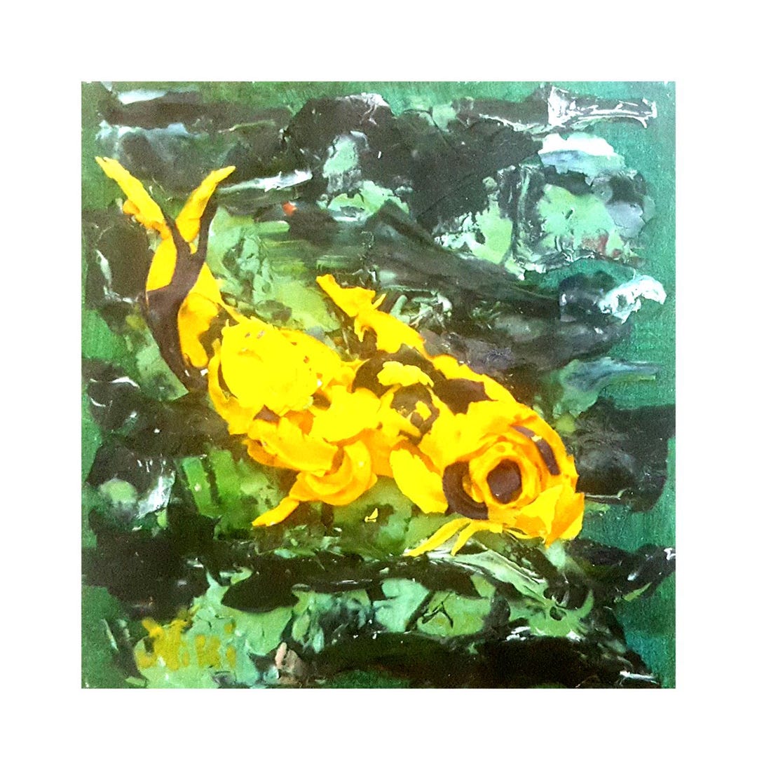 Miniature Marine Life Textured Acrylic Recycled Paint Aquatic Original ...