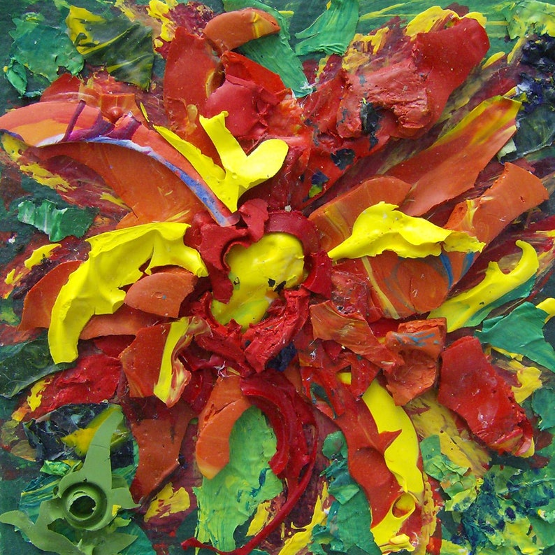 Miniature Textured Acrylic Recycled Paint Tropical Flower Art - Etsy