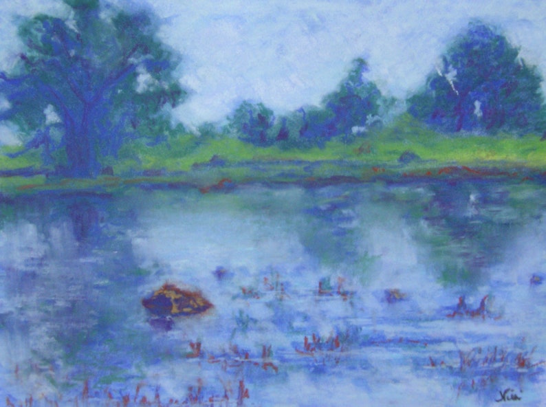 Original Impressionism Nature Reflective Water Scene California ...