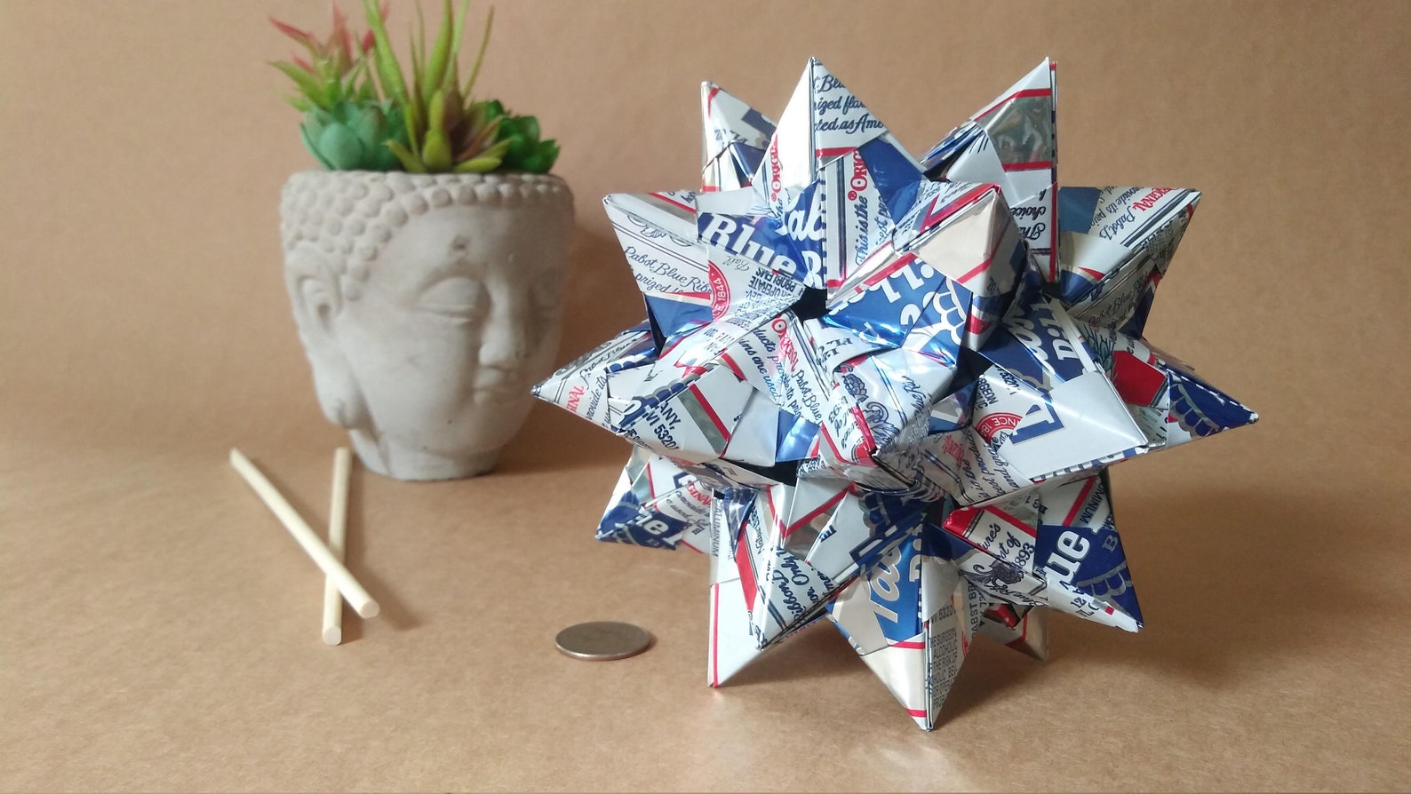 Recycled PBR Can Origami // 60 Unit Sonobe Kusudama // - Etsy