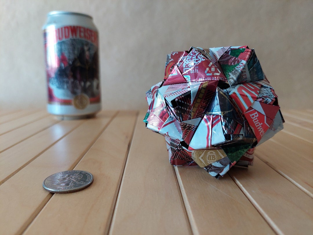 Recycled Can Art Origami, Hand-folded From Budweiser Christmas Cans ...