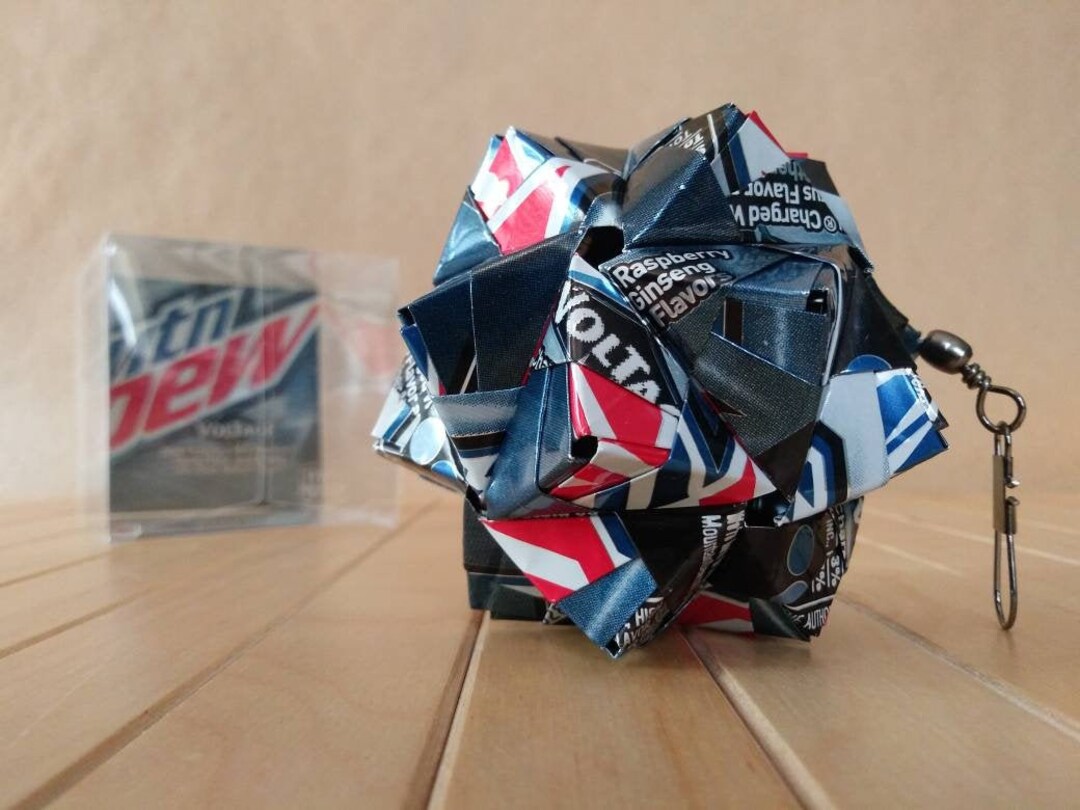 Origami Ball Can Art, Hand-folded From Recycled MOUNTAIN DEW VOLTAGE ...