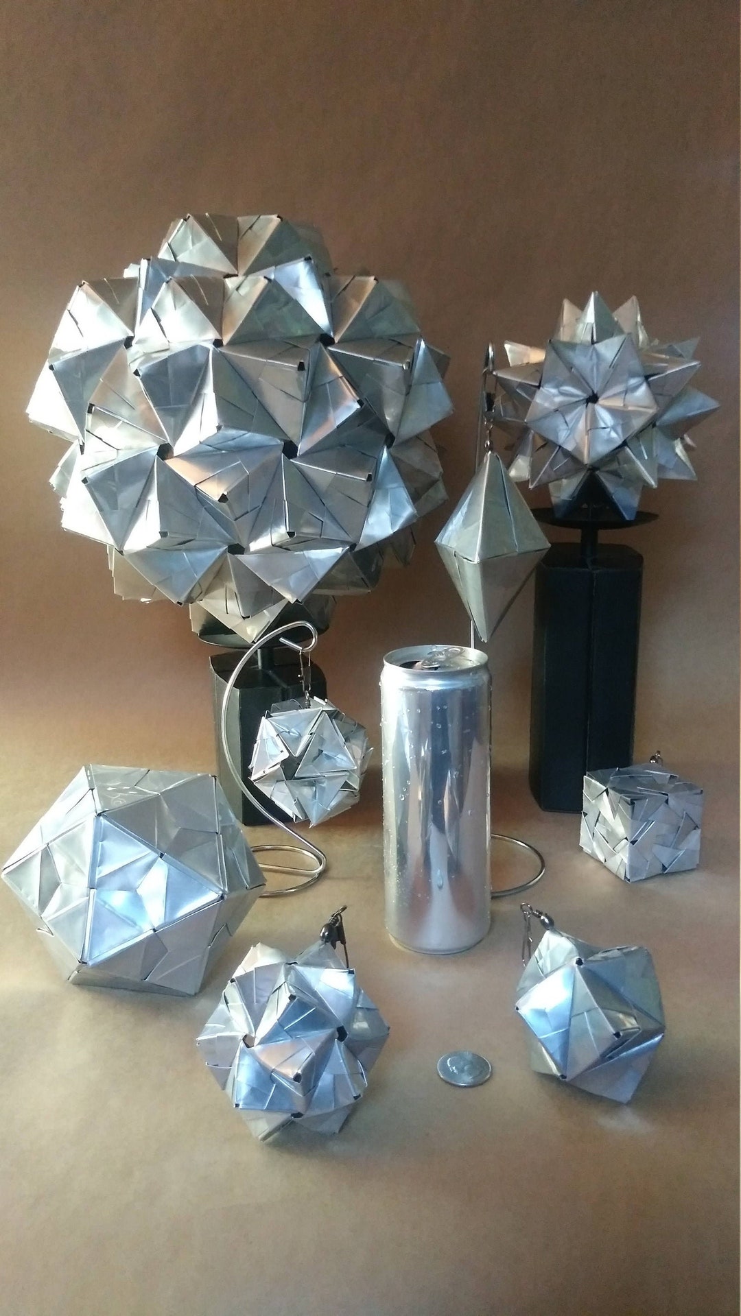 Recycled Can Origami Polyhedra // Upcycled Can Art // Sonobe - Etsy