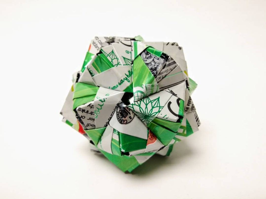 Metal Origami Orb // STEAZ Tea Origami Ornament // Upcycled Recycled ...
