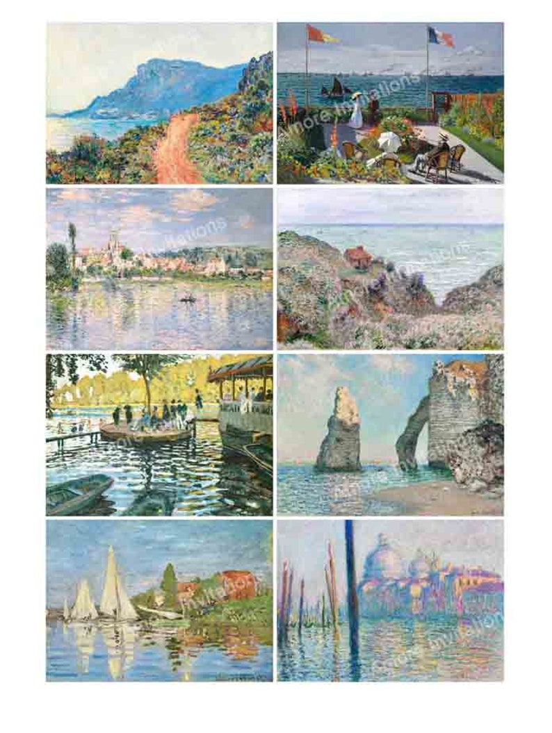 Printable Vintage Claude Monet Digital Collage Sheet Set, 1x2 Inch ...
