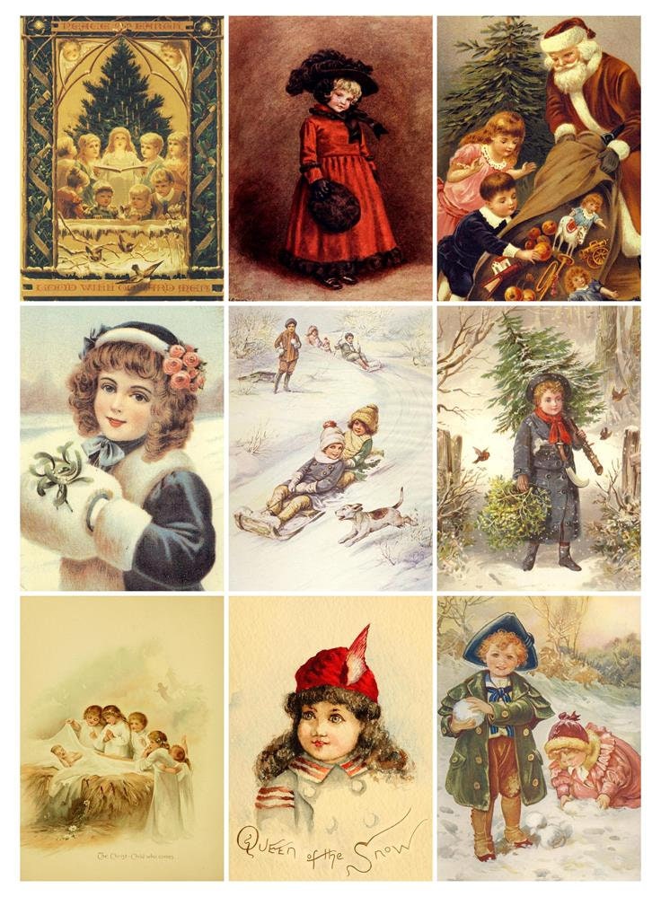 Printable Digital Christmas Collage Sheets Bundle Set 2, Vintage ...