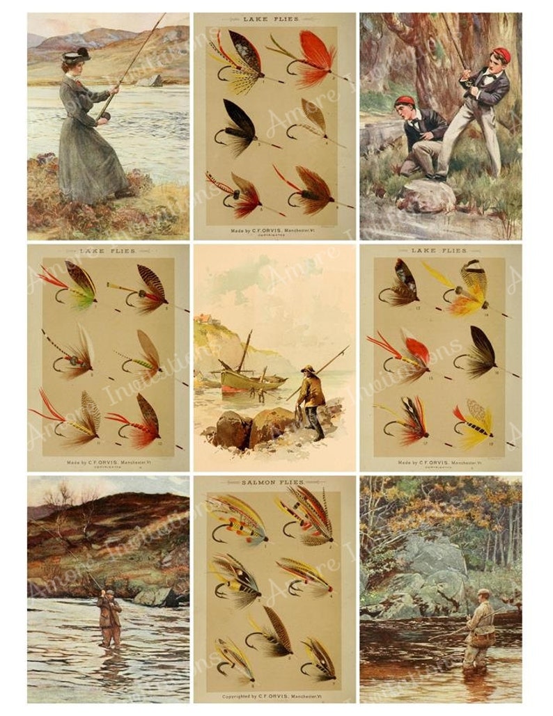 Printable Digital Vintage Fly Fishing Collage Sheet Clip Art - Etsy ...