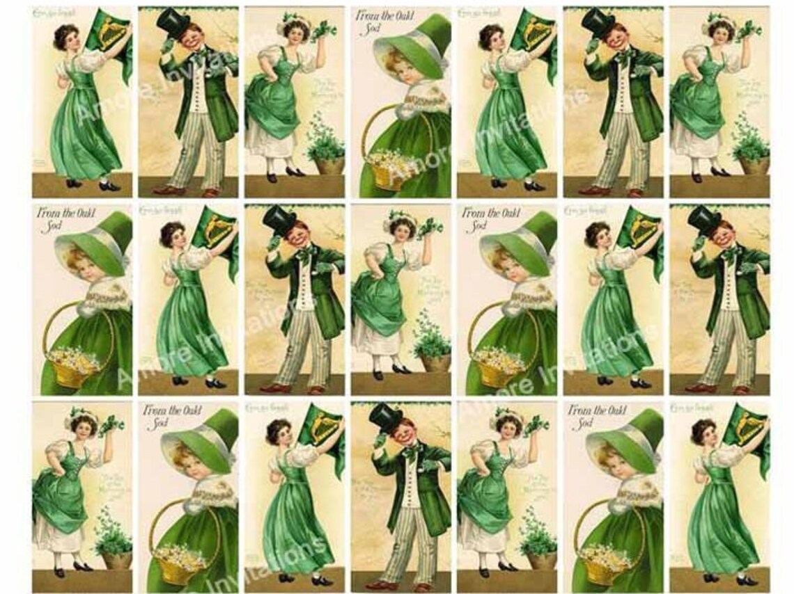 Printable Vintage St Patrick's Day Digital Collage Sheet, Irish Ireland ...