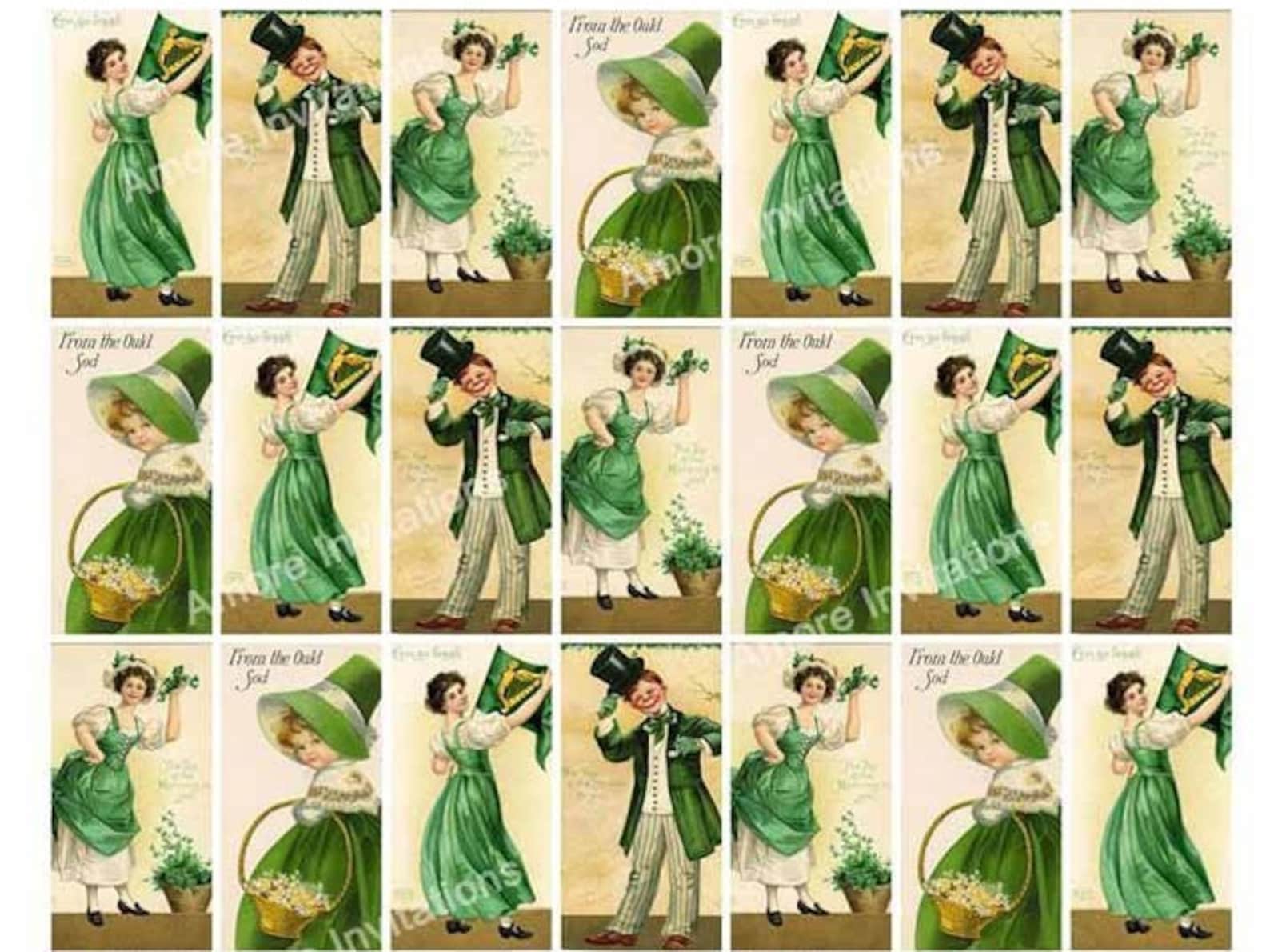 Printable Vintage St Patrick's Day Digital Collage Sheet - Etsy
