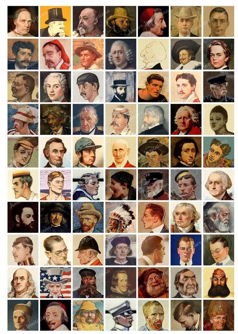 Printable Vintage Male, Men's Faces Digital Collage Sheet, Images 1 ...