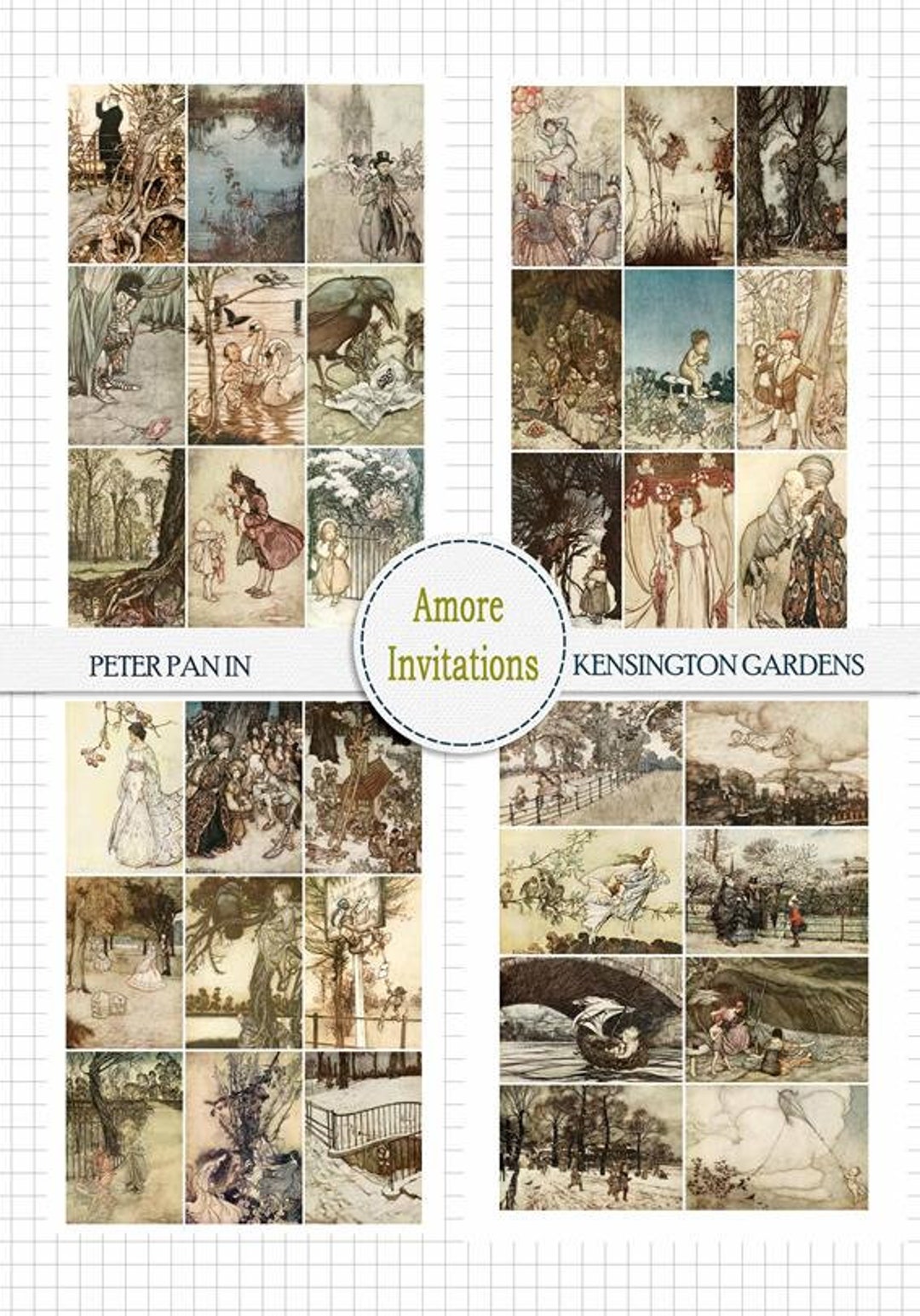 Printable Vintage Peter Pan Digital Collage Sheets, 35 Images, Peter ...