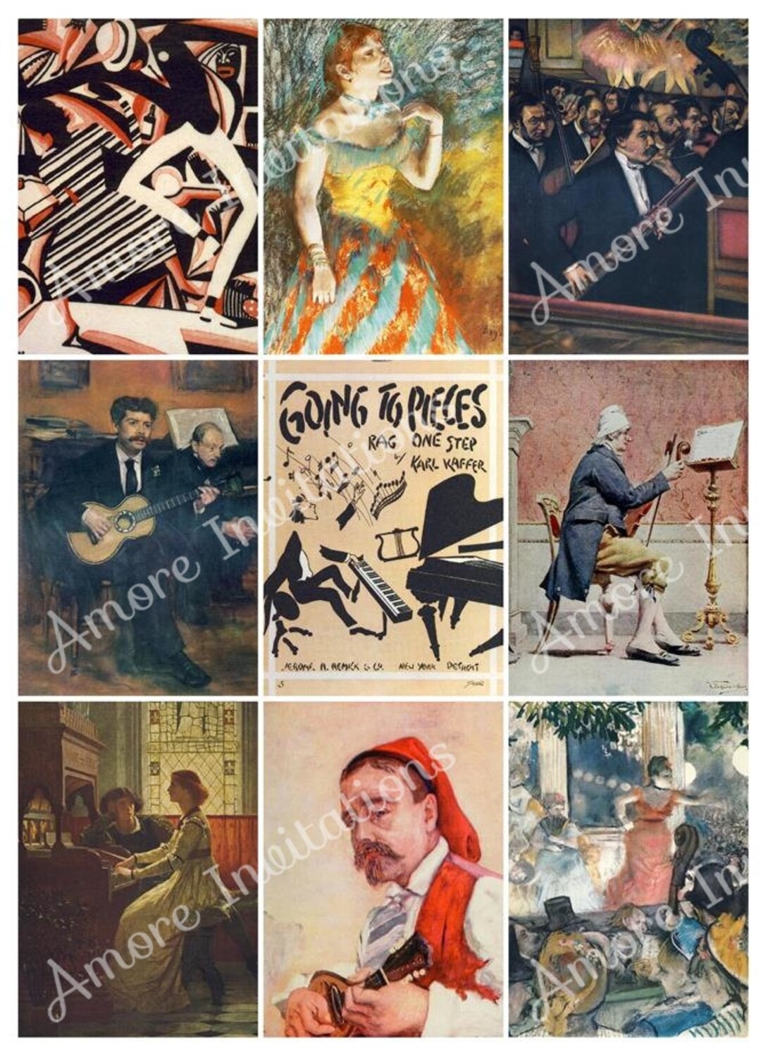 Printable Vintage Music Digital Collage Sheet, Clip Art, Images JPEG ...