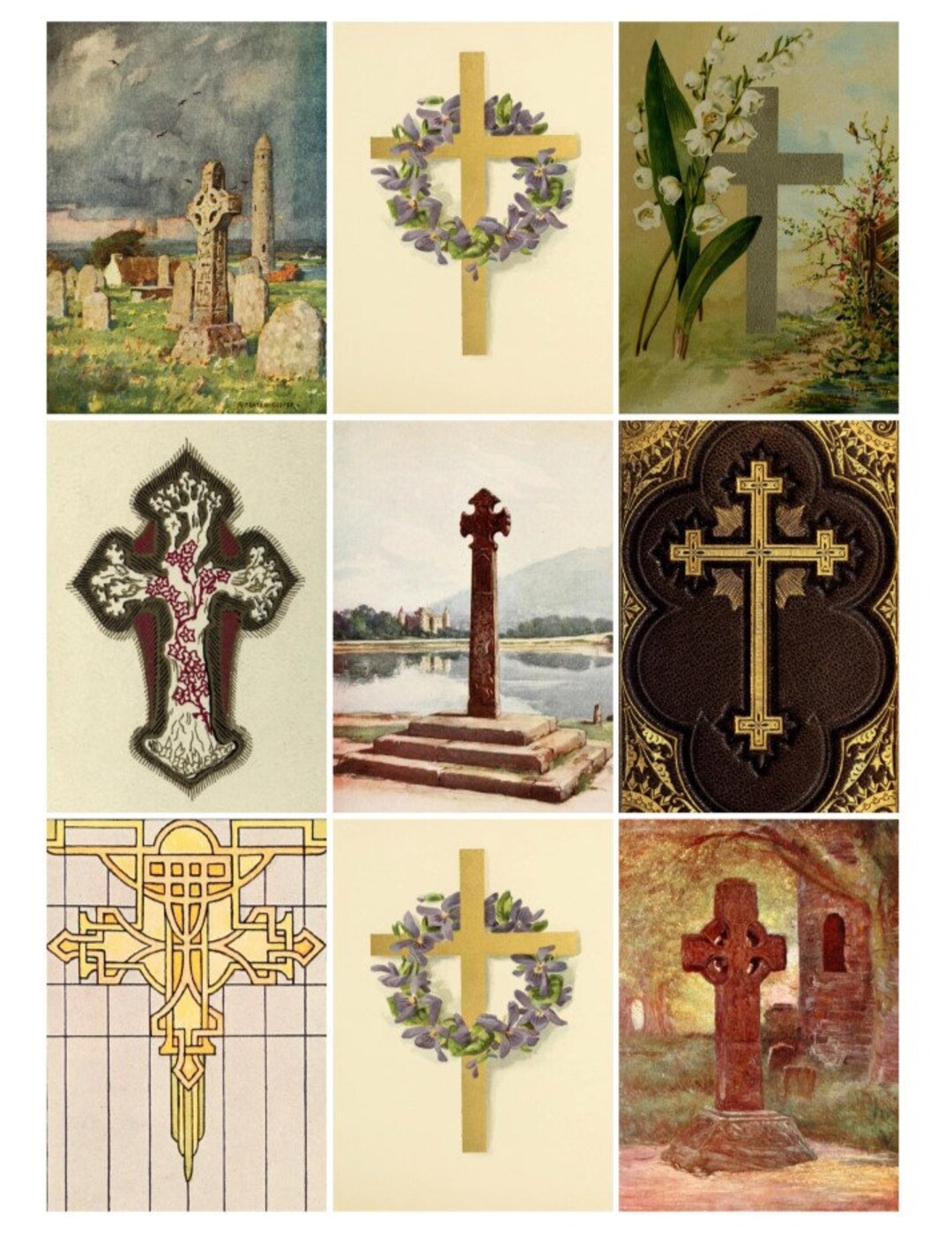 Printable Christian Celtic Cross Religious Digital Collage Sheet, Clip ...