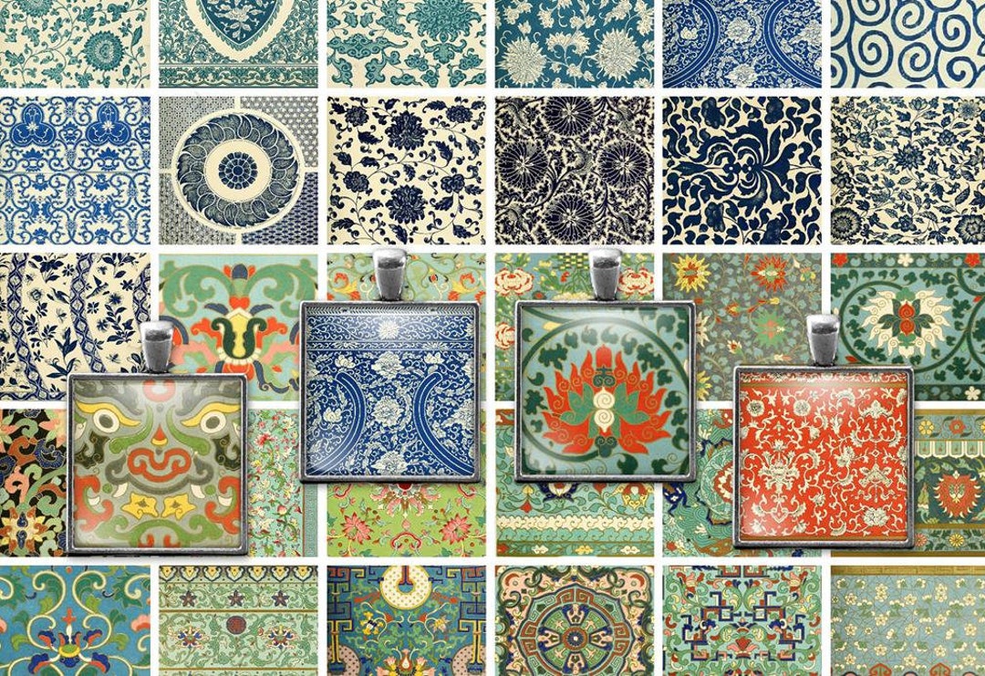 Printable Vintage Chinese Ornament Patterns Digital Collage - Etsy