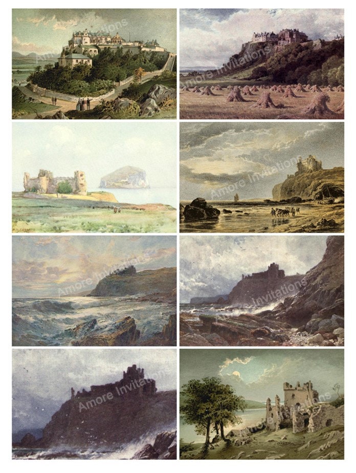 Printable Vintage Scottish Scotland Castles Digital Collage - Etsy UK