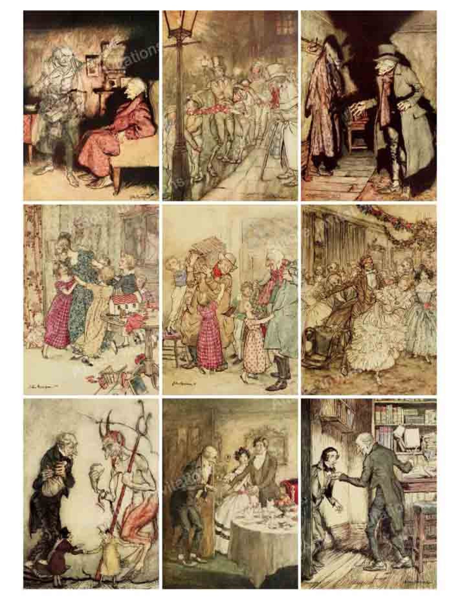 A Christmas Carol Collage Sheet: Arthur Rackham Illustrations (PDF ...