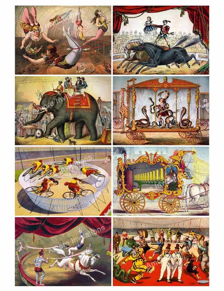 Digital Vintage Victorian Circus Images Collage Sheet Clip - Etsy