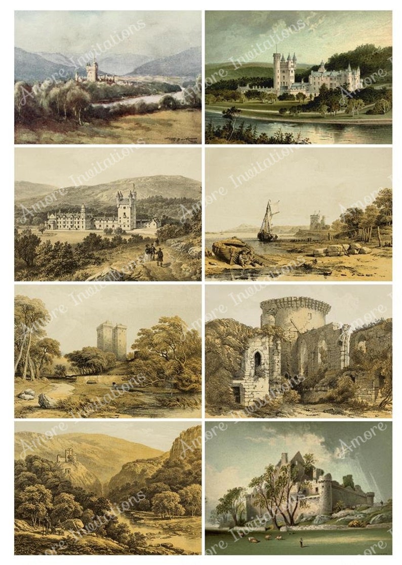 Printable Vintage Scottish Scotland Castles Digital Collage - Etsy UK