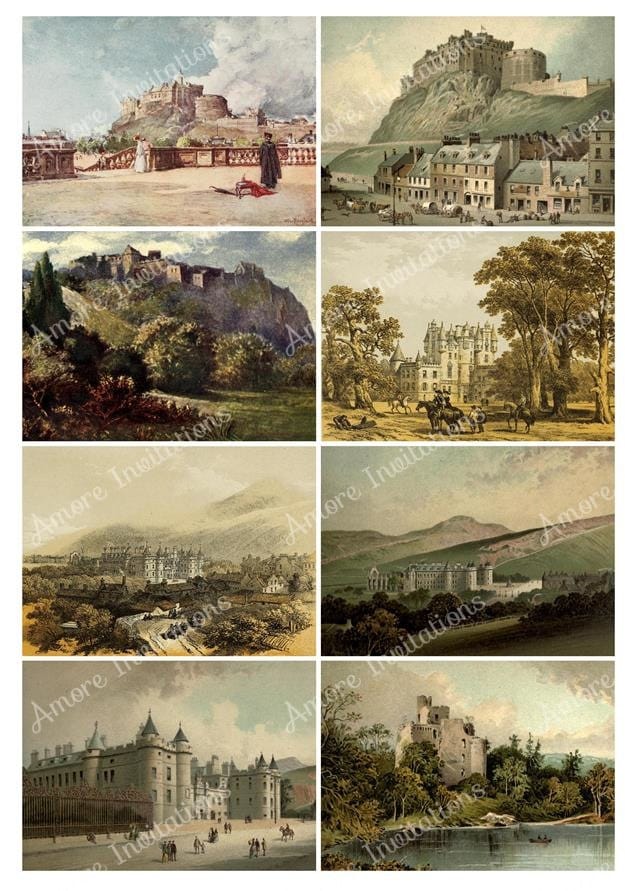 Printable Vintage Scottish Scotland Castles Digital Collage - Etsy UK