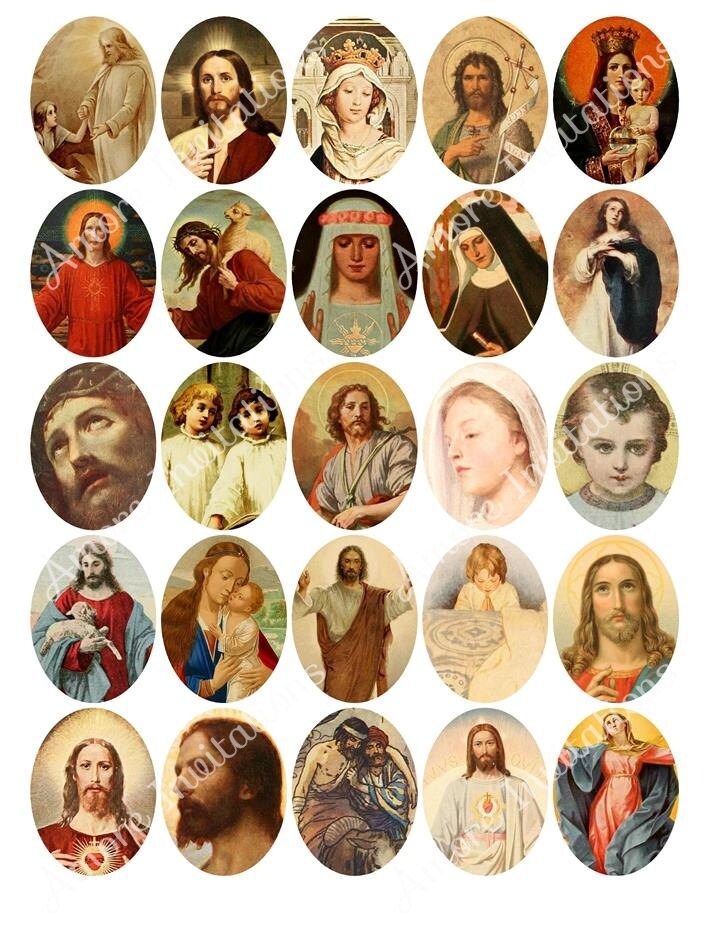 Printable Religious Christian Digital Collage Sheet, Clip Art, Oval 1 X ...