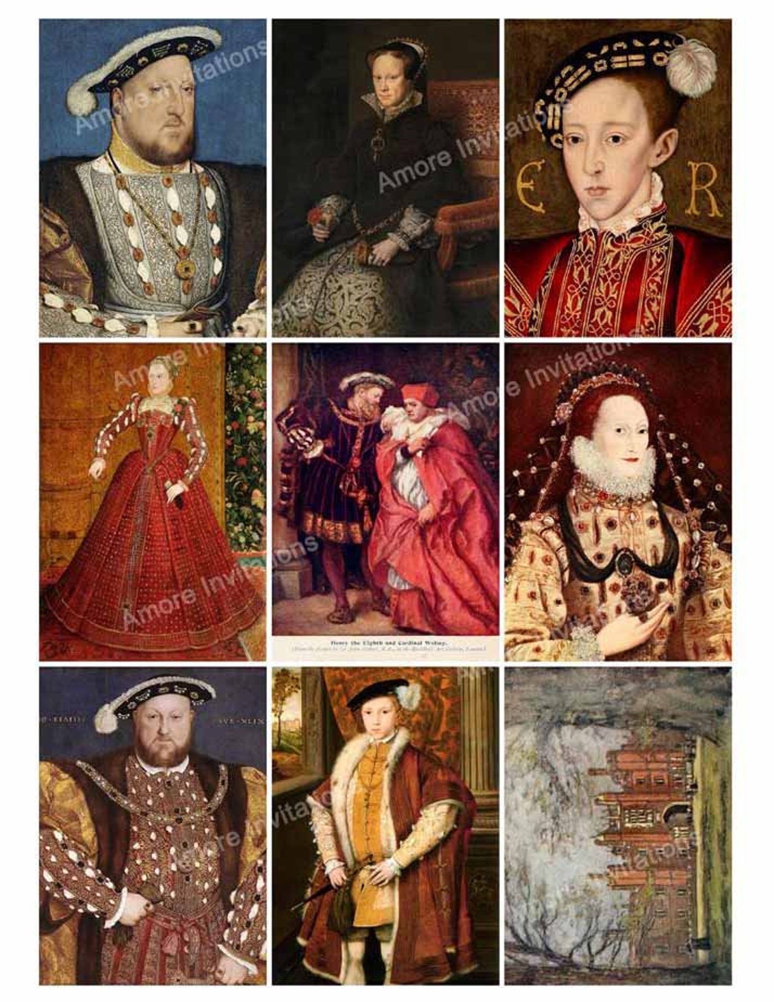 Printable Vintage Tudor Digital Collage Sheet, Henry VIII Images, Junk ...