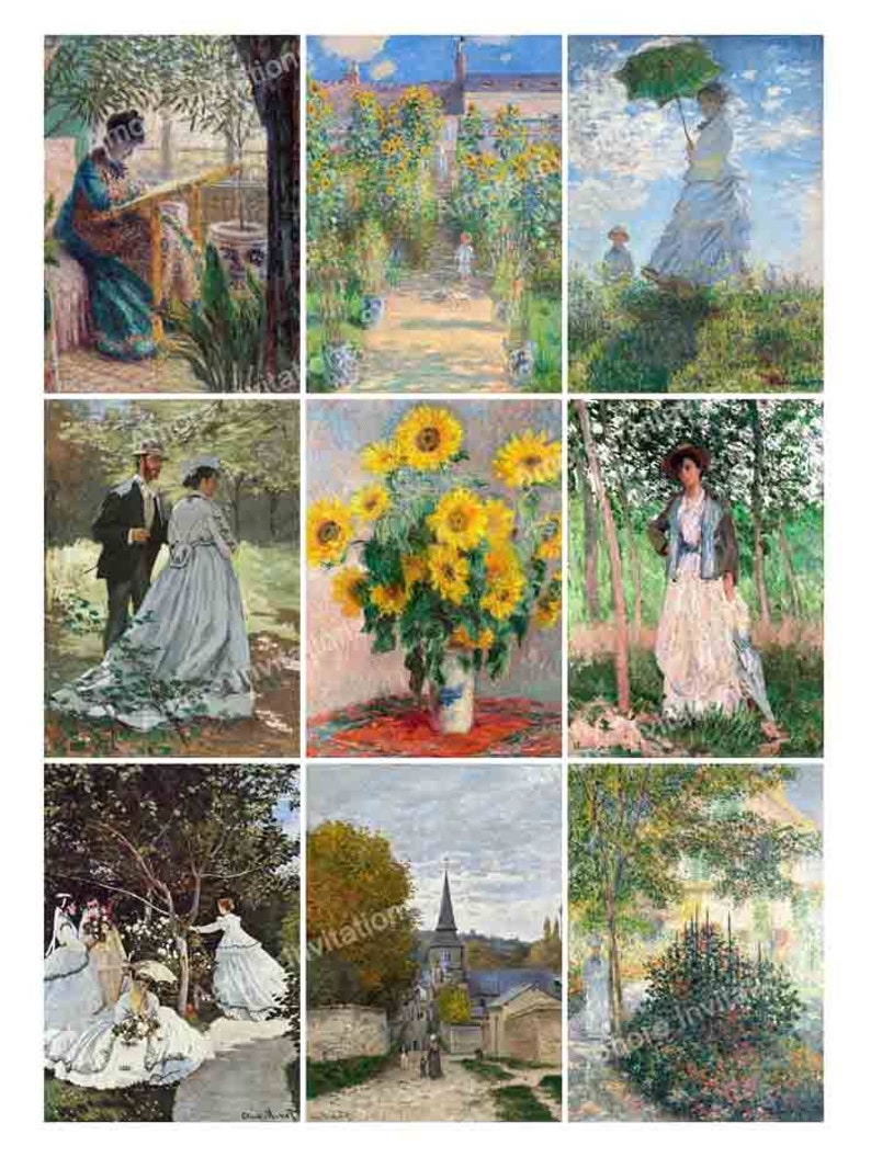 Printable Vintage Claude Monet Digital Collage Sheet Set, 1x2 Inch ...