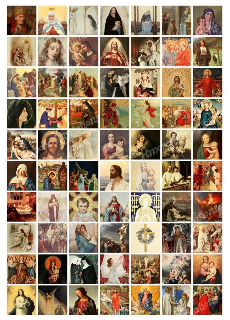 Vintage Christian Art Collage Sheet Bundle: Domino, ATC, Squares ...