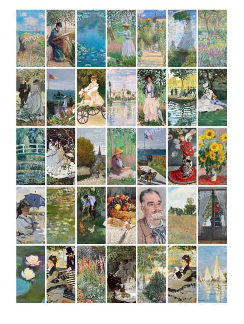 Printable Vintage Claude Monet Digital Collage Sheet Set 1x2 - Etsy UK