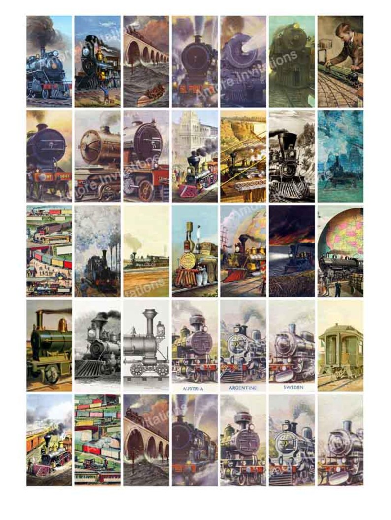 Printable Vintage Steam Train Collage Sheets: Victorian Clip Art ...