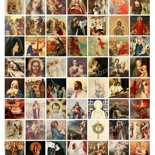 Digital Collage Sheet of Vintage Religious Images and Prayer - Etsy