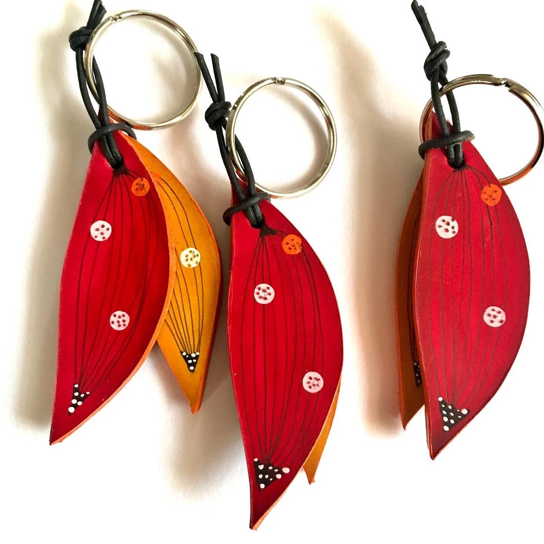 Autumn Leaves Leather Key Ring Key Fob Handmade Keychain - Etsy UK