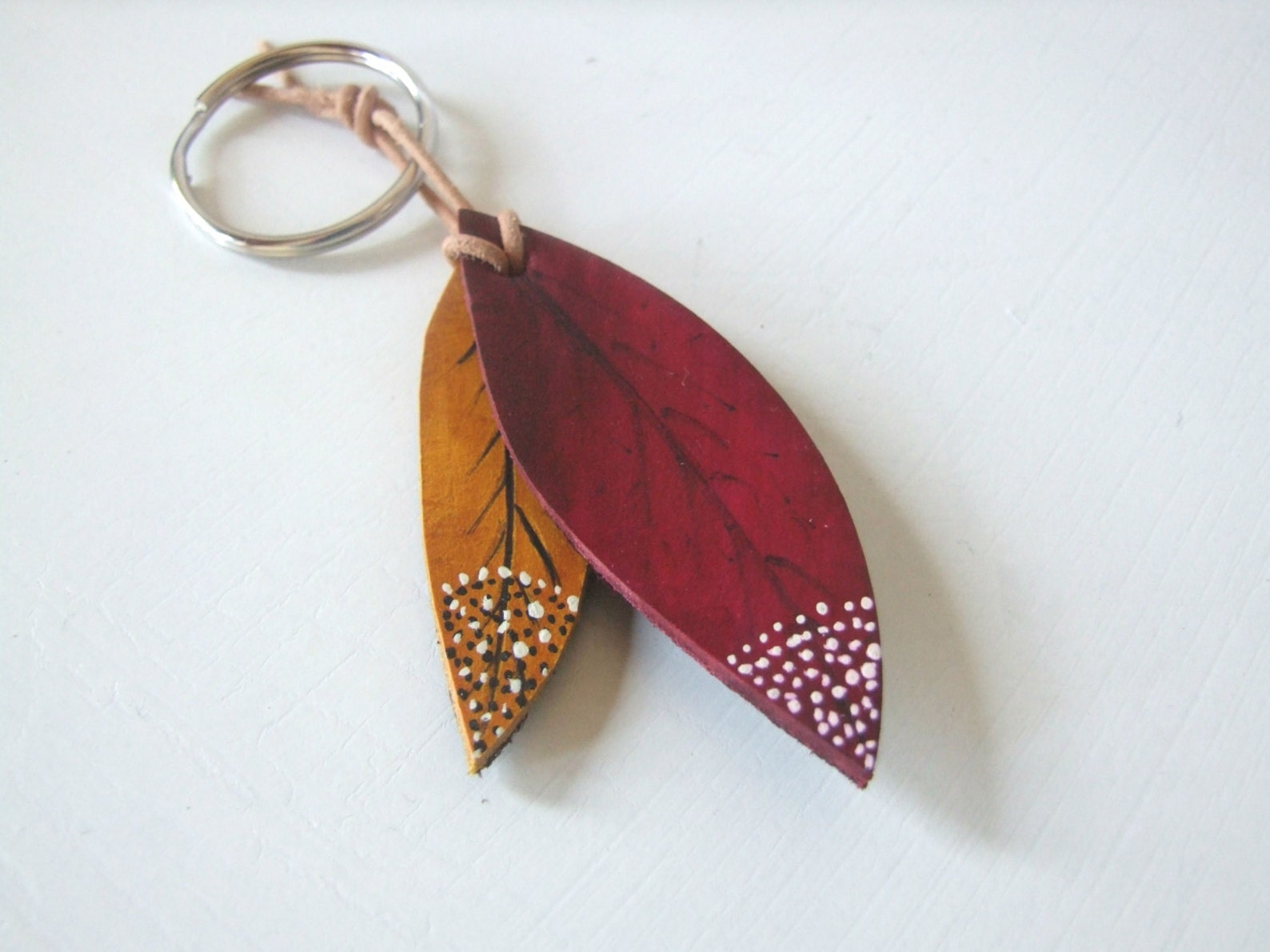 Autumn Leaves Leather Key Ring Key Fob Handmade in UK Gift | Etsy UK