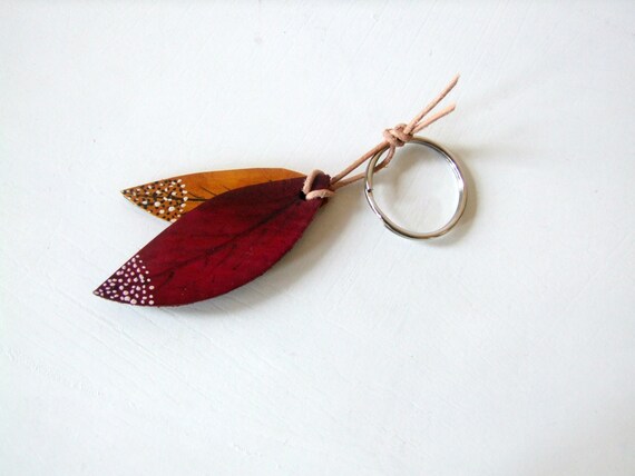 Autumn Leaves Leather Key Ring Key Fob Handmade in UK | Etsy