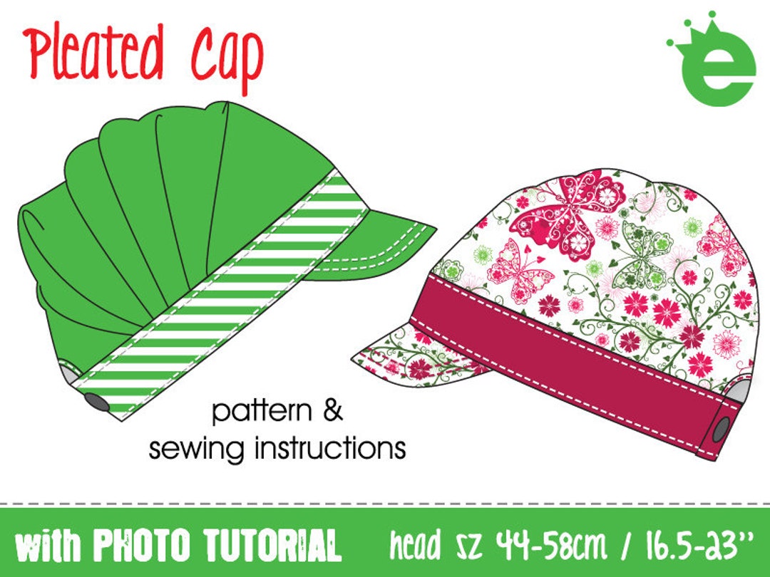Pleated Cap for Children • Sz 42/44 – 56/58 Cm / 16.5 – 23'' • Sewing ...